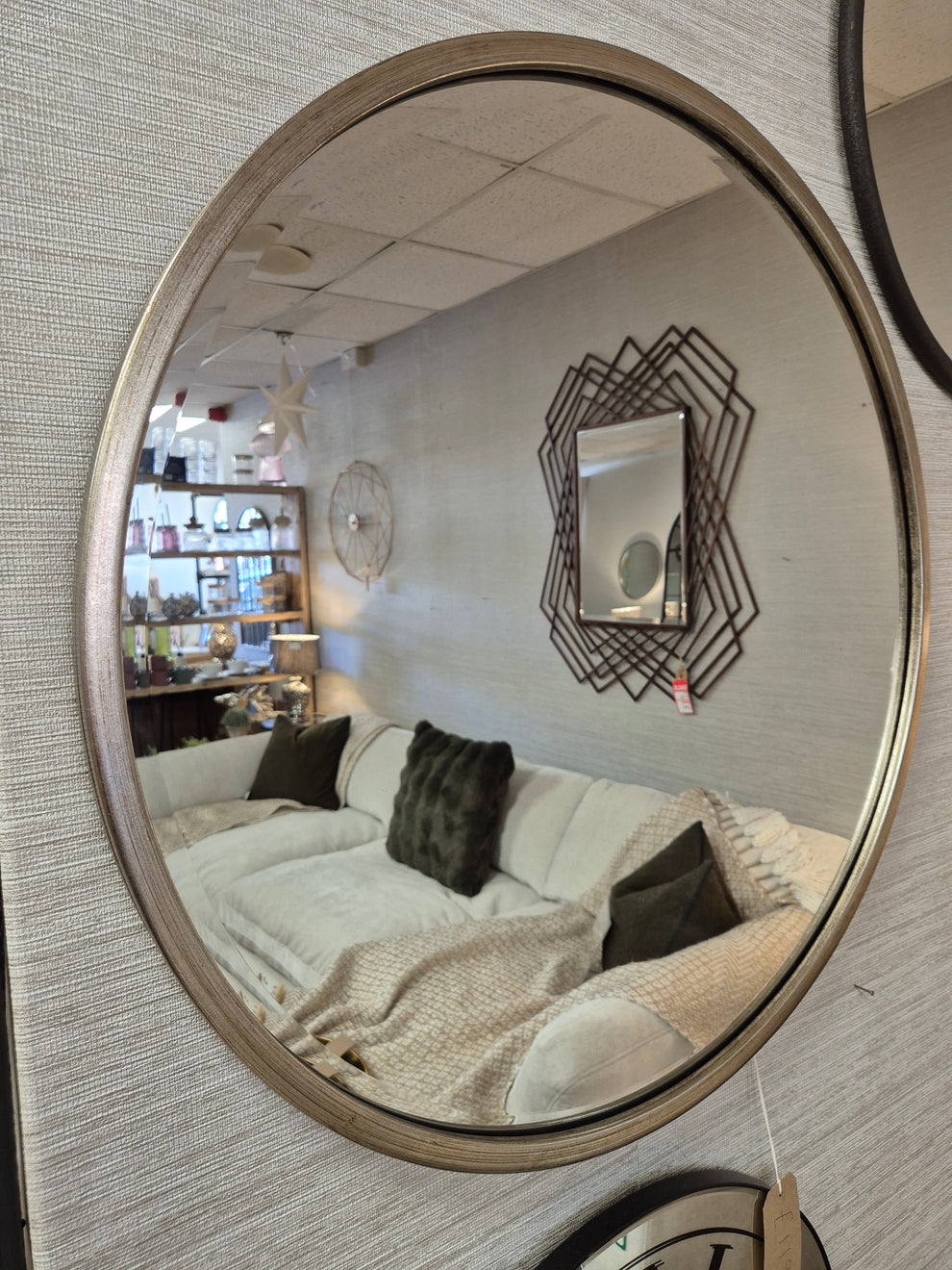 Antique Silver Round Mirror 80cm – Darcey’s Interiors